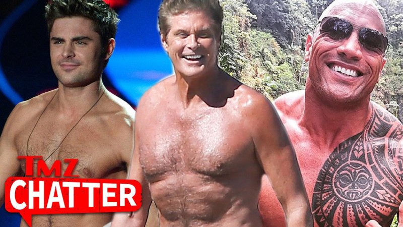 David Hasselhoff ‘Baywatch’ Beach Body with Zac Efron & The Rock ...
